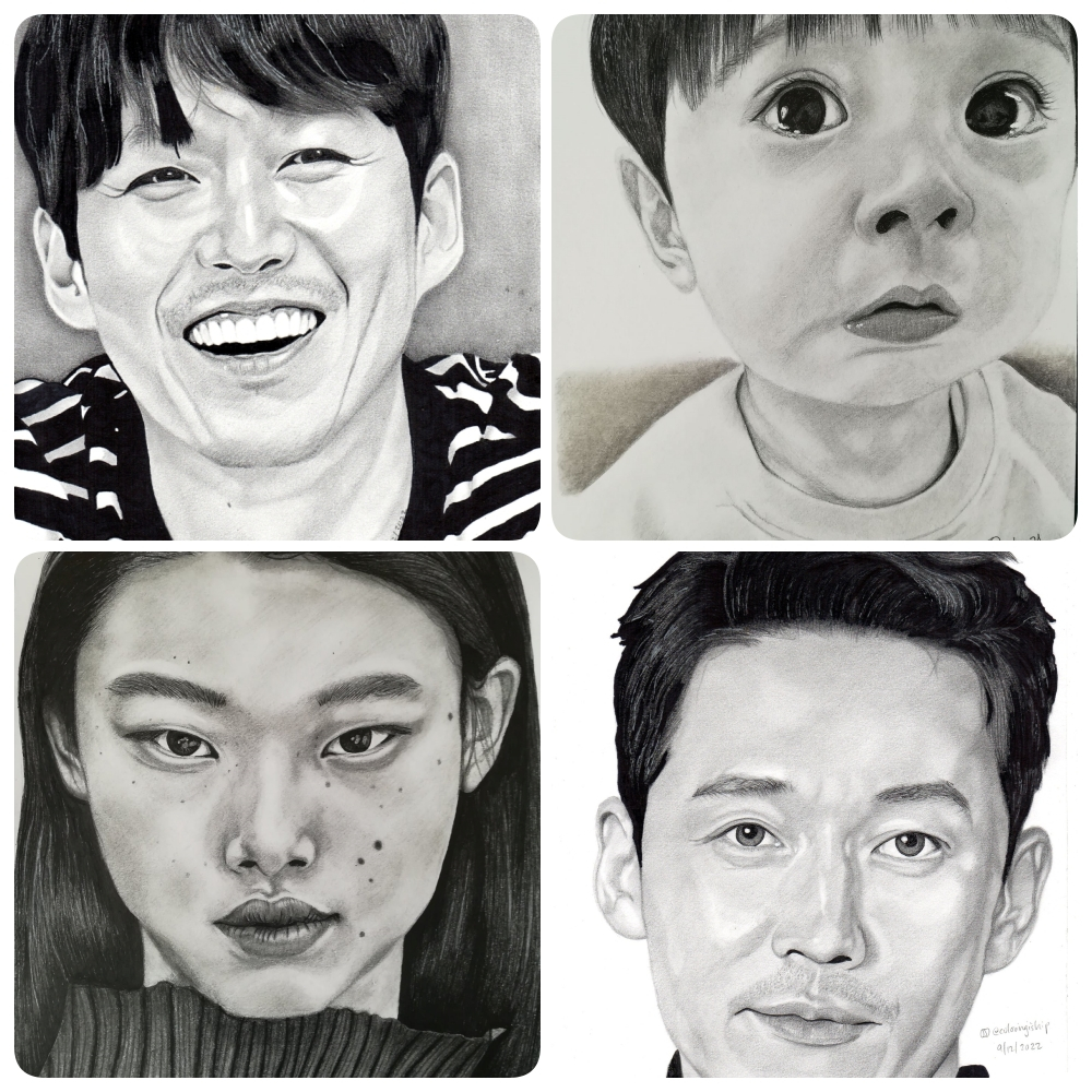 Lukisan Potret Pensil Hitam Putih BIASA | Lukisan Tangan | Custom ...