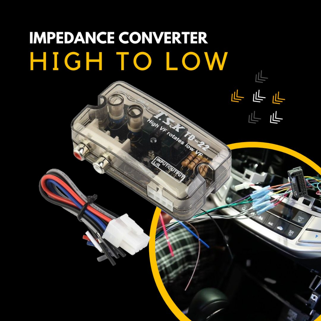 1PC [TSK TD-22] High to Low Impedance Converter RCA Line Adaptor Audio System Car Audio ...