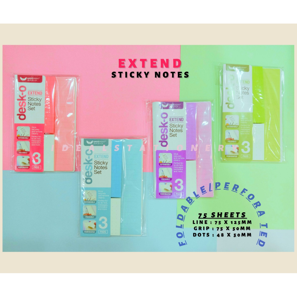 Unicorn Desk-o Extend Sticky Notes Set (RANDOM PICK DESIGN/COLOUR ...