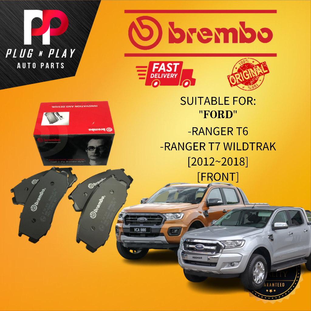 BREMBO FORD RANGER T6 / T7 WILDTRAK (2012-2018) FRONT (DEPAN) BRAKE PAD ...