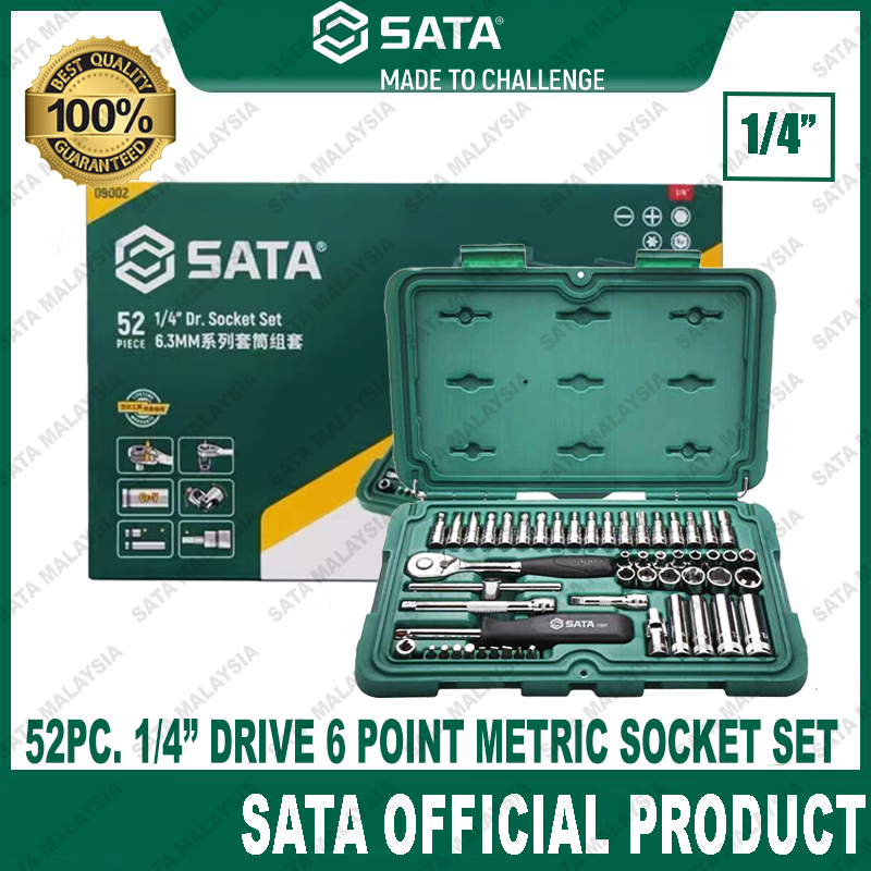 SATA 52 Pc. 1/4" Drive 6 Point Metric Socket Set/ Set Soket 52 Pcs 1/4 ...