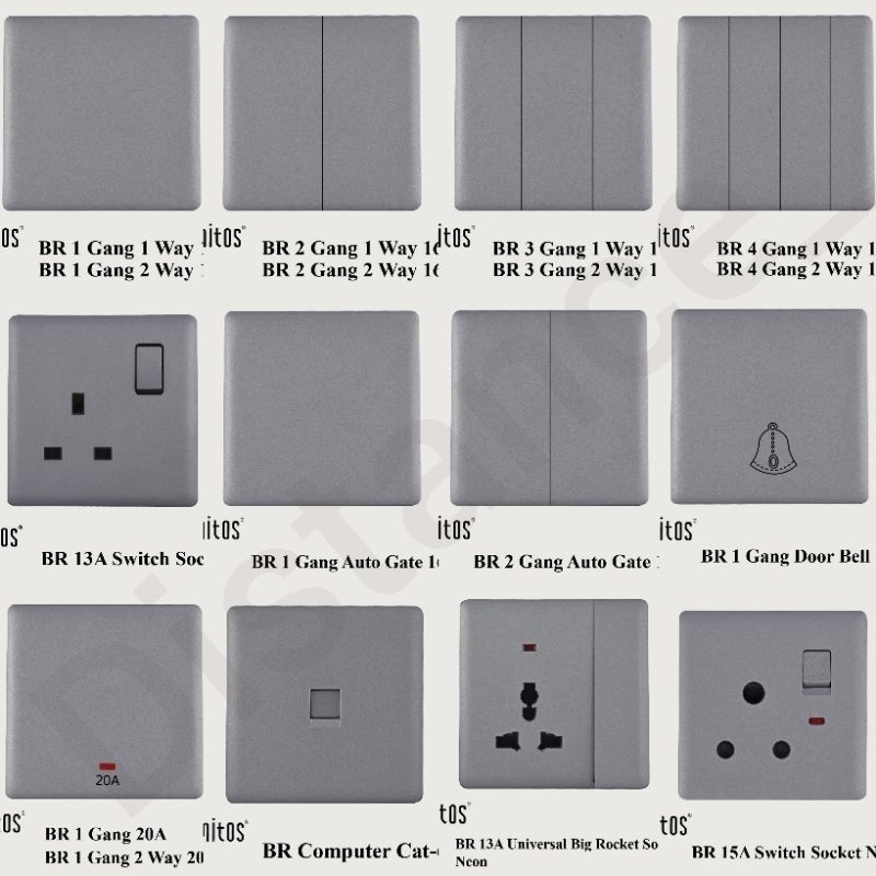 Switches Grey Colour Imitos BR Series Borderless Large Panel | Shopee ...