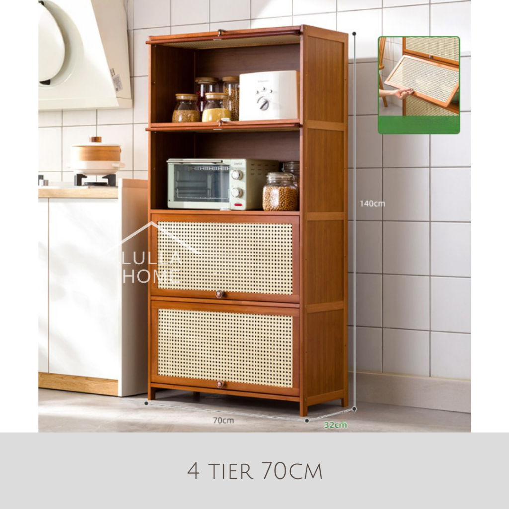 LullaHome Minimalist Muji Nordic Bamboo Cabinet Kitchen Pantry Retro ...