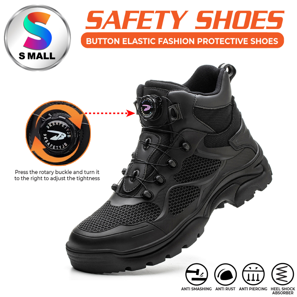 Safety Shoes with Rotating Button work shoes 9195 (BLACK)/818 (BLACK ...