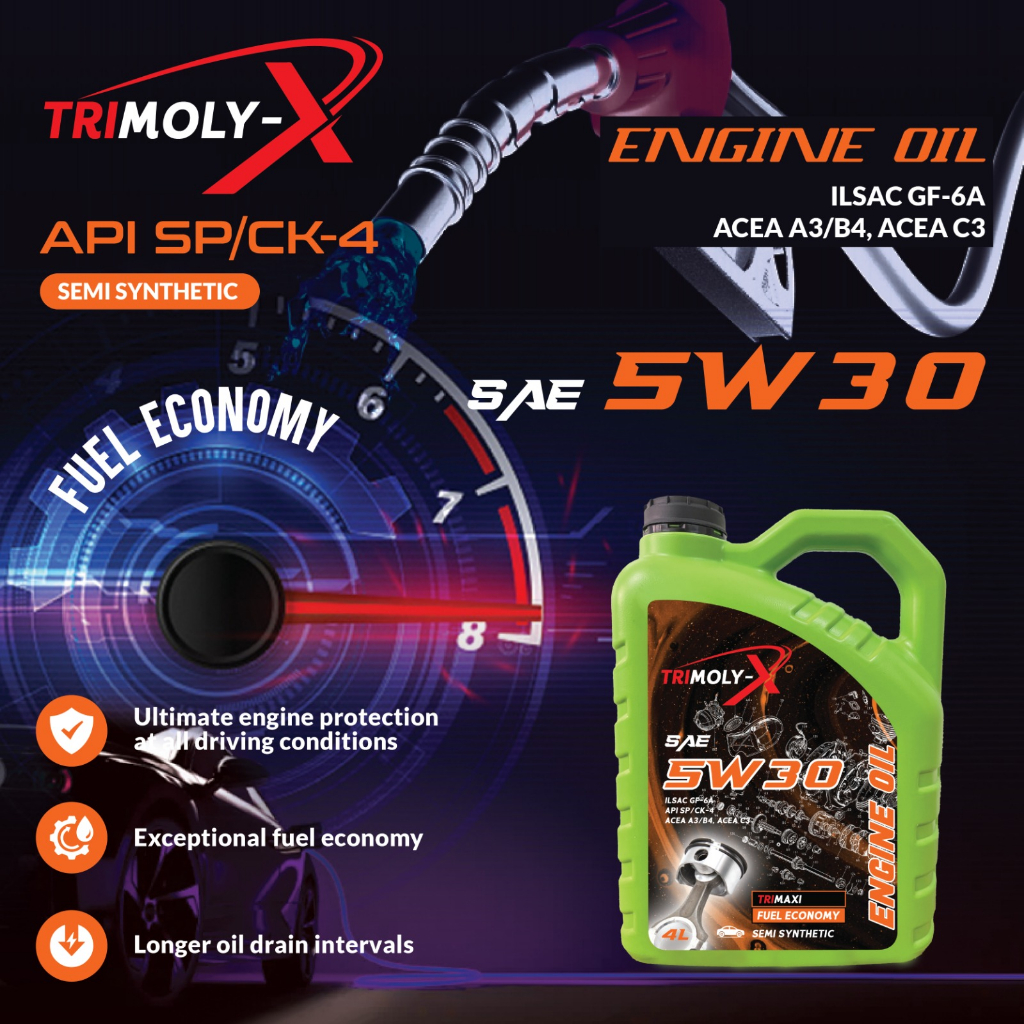 TRIMOLY-X TRIMOLYX 5W30 SEMI SYNTHETIC ENGINE OIL SP/CF 4L Car ...
