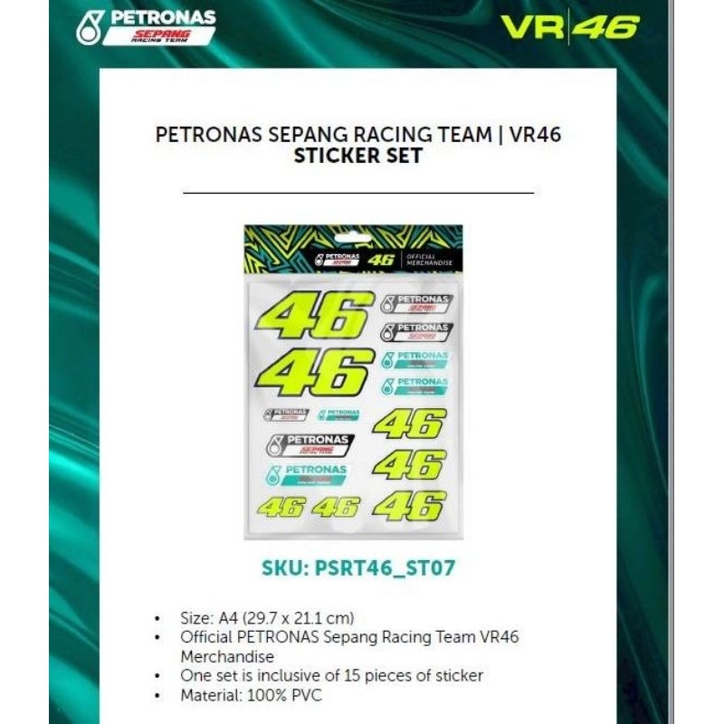 STICKER SET PETRONAS SEPANG RACING TEAM VR46 | Shopee Malaysia