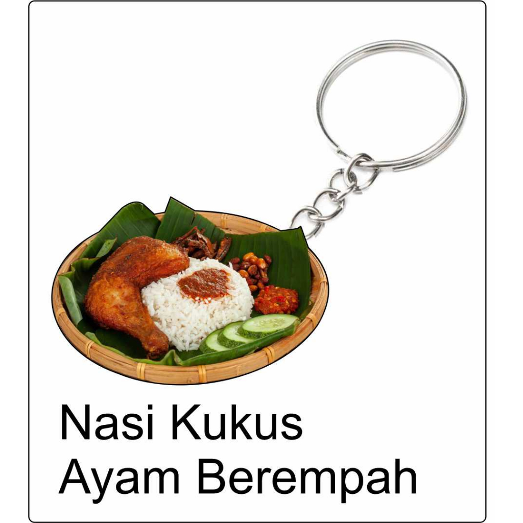 nasi kukus ayam berempah 2d keychain food makanan | Shopee Malaysia