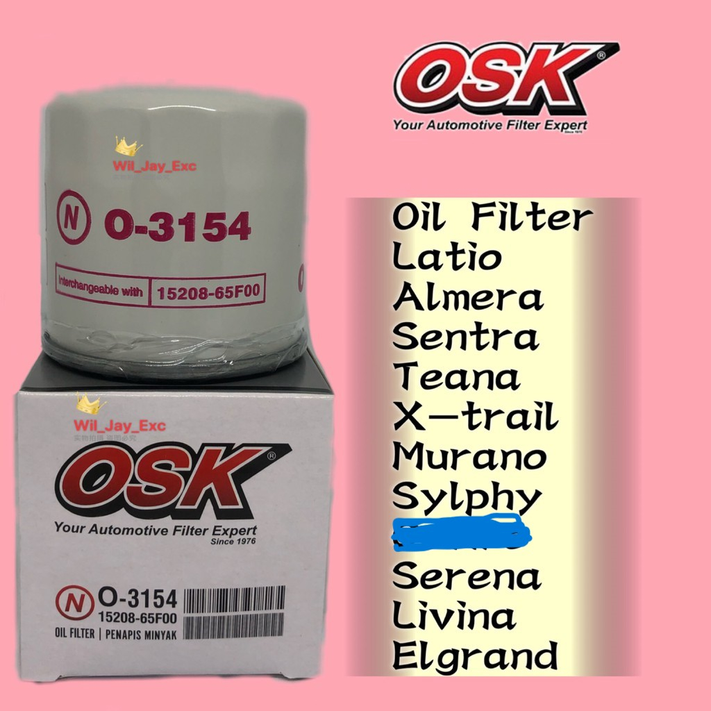 OSK O-3154 NISSAN OIL FILTER LATIO,ALMERA,SENTRA,TEANA,X-TRIAL,LIVINA ...
