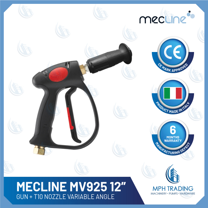 Mecline by Tecomec Italy MV925 12" High Pressure Spray Gun 220 Bar with ...