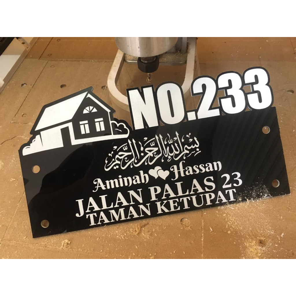 Signage Rumah Plate Alamat Rumah Modern House Number Plate RM40 ...