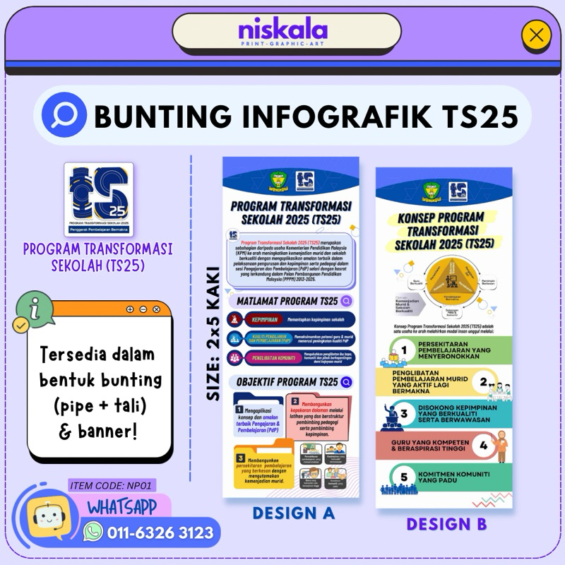 [TS25] BUNTING TS25 | Bunting & Banner Program Transformasi Sekolah 2025 (TS25) | Streamer TS25 ...