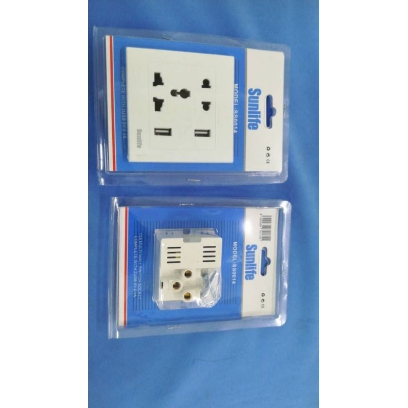 Sunlife 13A Multi Wall Socket with 2USB | Shopee Malaysia