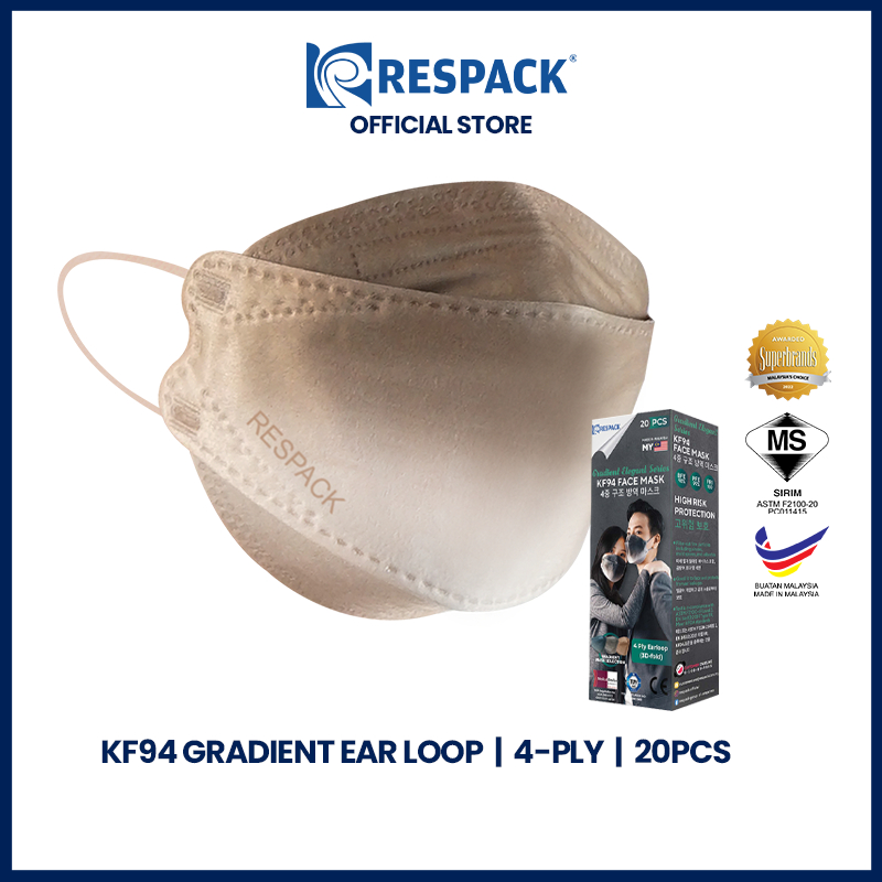RESPACK KF94 Face Mask Elegant Gradient Series (Dark Oak) | 4-Ply 20 pcs Earloop | Shopee Malaysia
