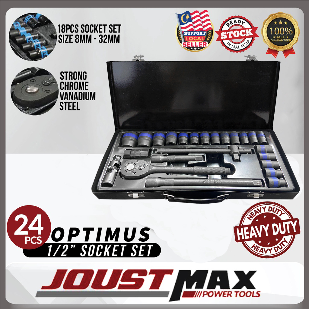 OPTIMUS / DEKECR-V /JNTRD 24PCS 1/2 INCH DR SOCKET WRENCH SET BLACK ...