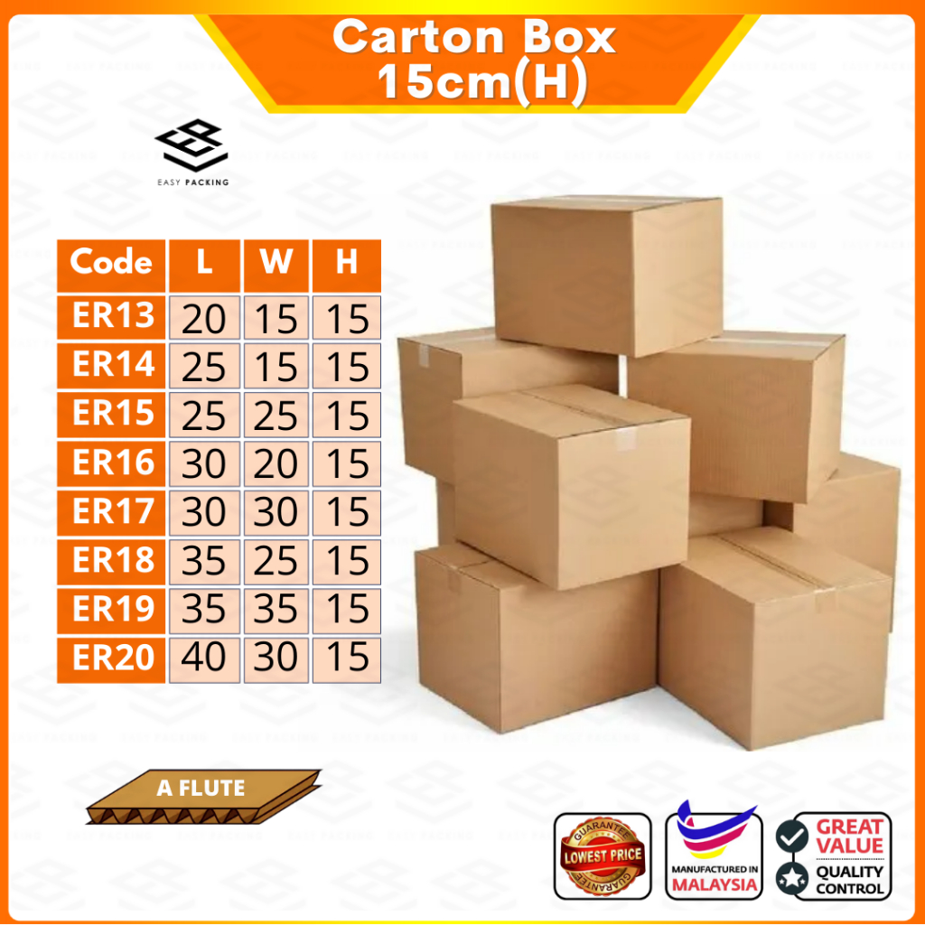 A Flute 5mm (15cm Height) Carton Box Packing Box Packaging Box Paper ...