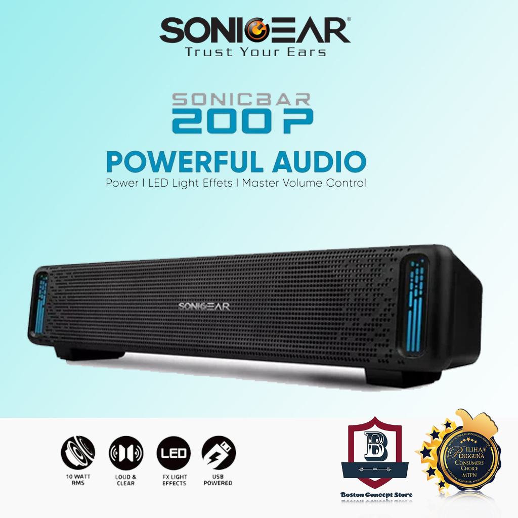 SonicGear SonicBar U200 Powerful Audio Soundbar with LED Light Effect ...