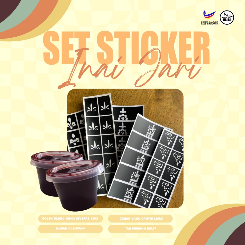 Sticker Inai Celup Exclusive set Cantik Kemas DIY Di Rumah Jimat Duit ...