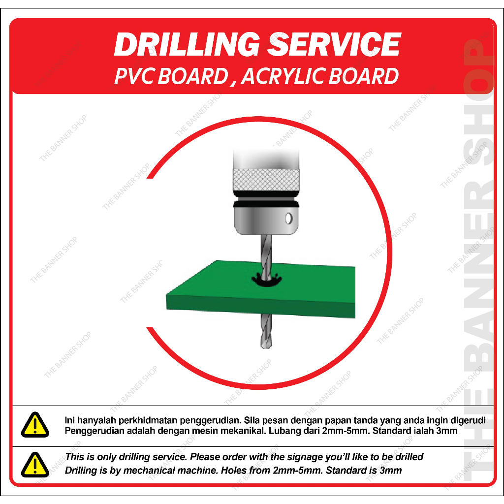 PVC Signage Drilling Service (Holes / Lubang 2mm,3mm,5mm) Standard 3mm ...