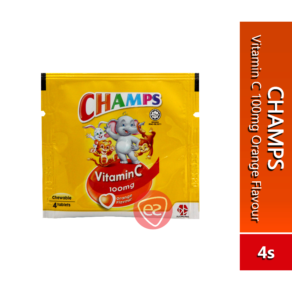 CHAMPS VITAMIN C 100MG CHEWABLE TABLET 4S ( ORANGE ) | Shopee Malaysia