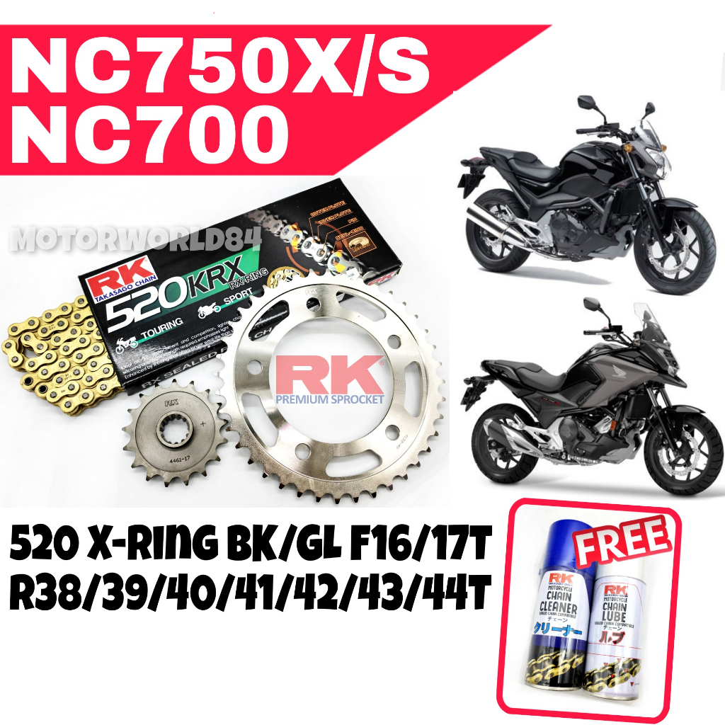 RK SPROCKET SET HONDA NC700 NC750S NC750X RK 520 KRX X-RING BLACK ...