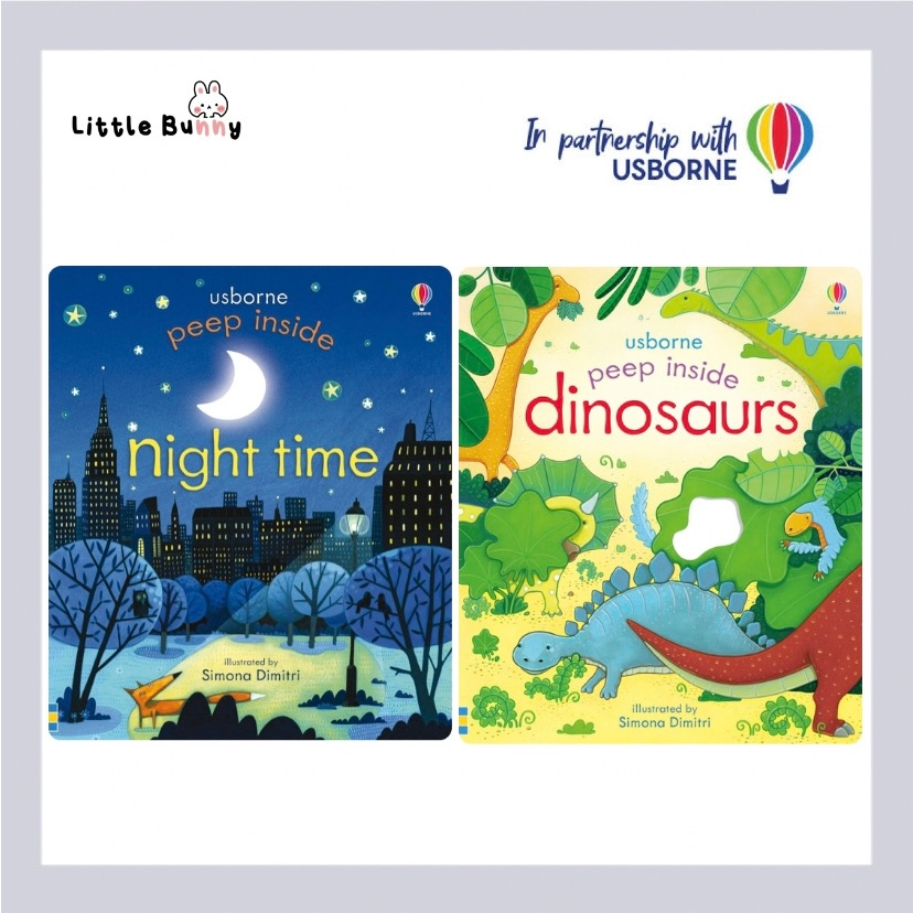 Usborne Peep Inside Night Time/ Peep Inside Dinosaurs Board Book Kids ...