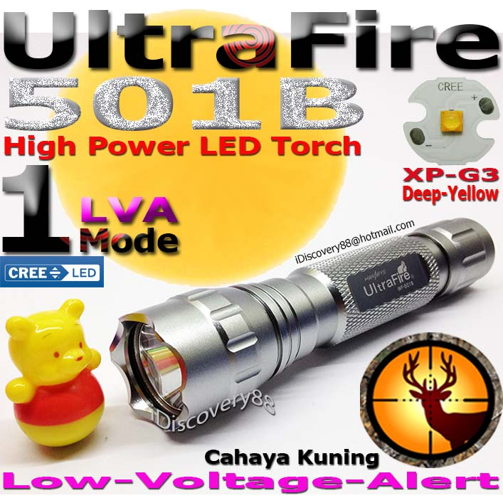 Ultrafire 501b 1mode Deep Yellow Light Cree Xp G3 Led Torch Lampu