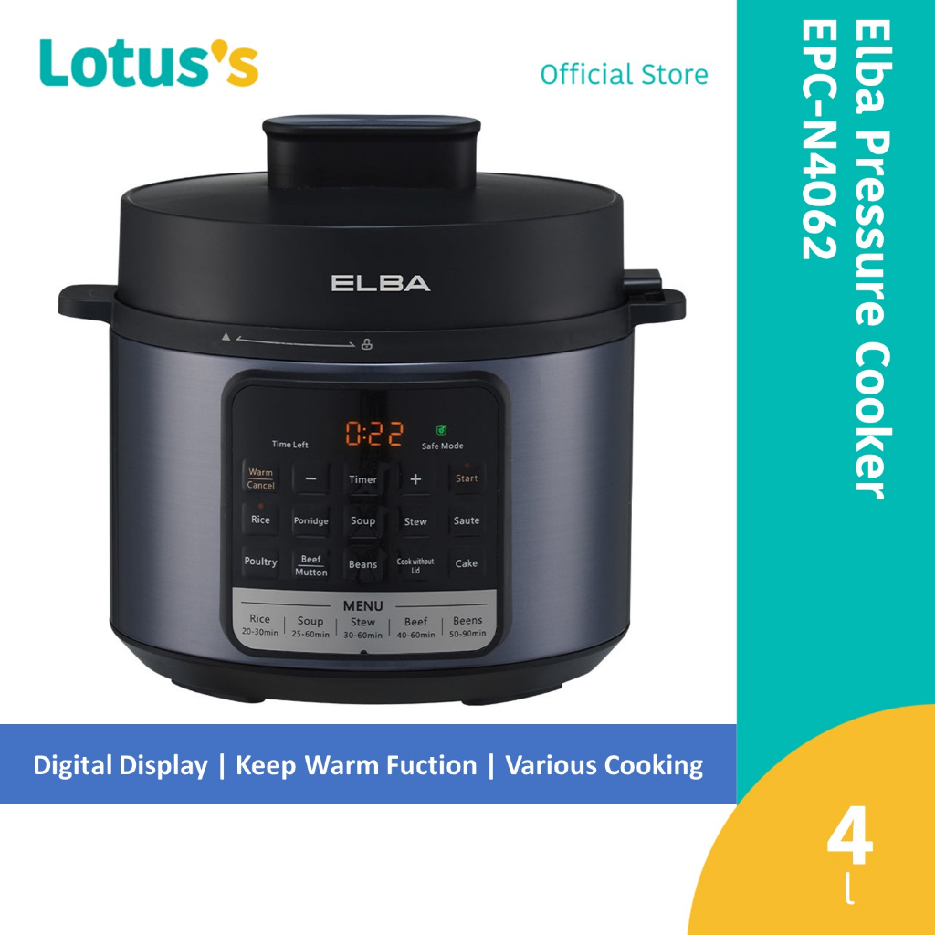 Elba Electric Pressure Cooker EPC-N4062 (BL) [Various Cooking Function ...