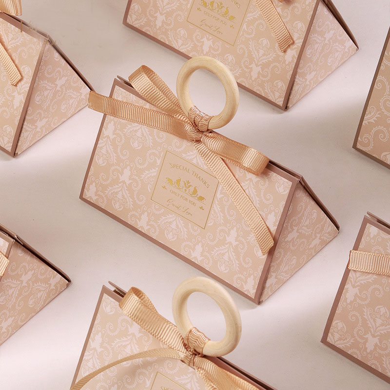 50PCS Triangle Shape Paper Bags Packaging Box with Wooden Handles ...