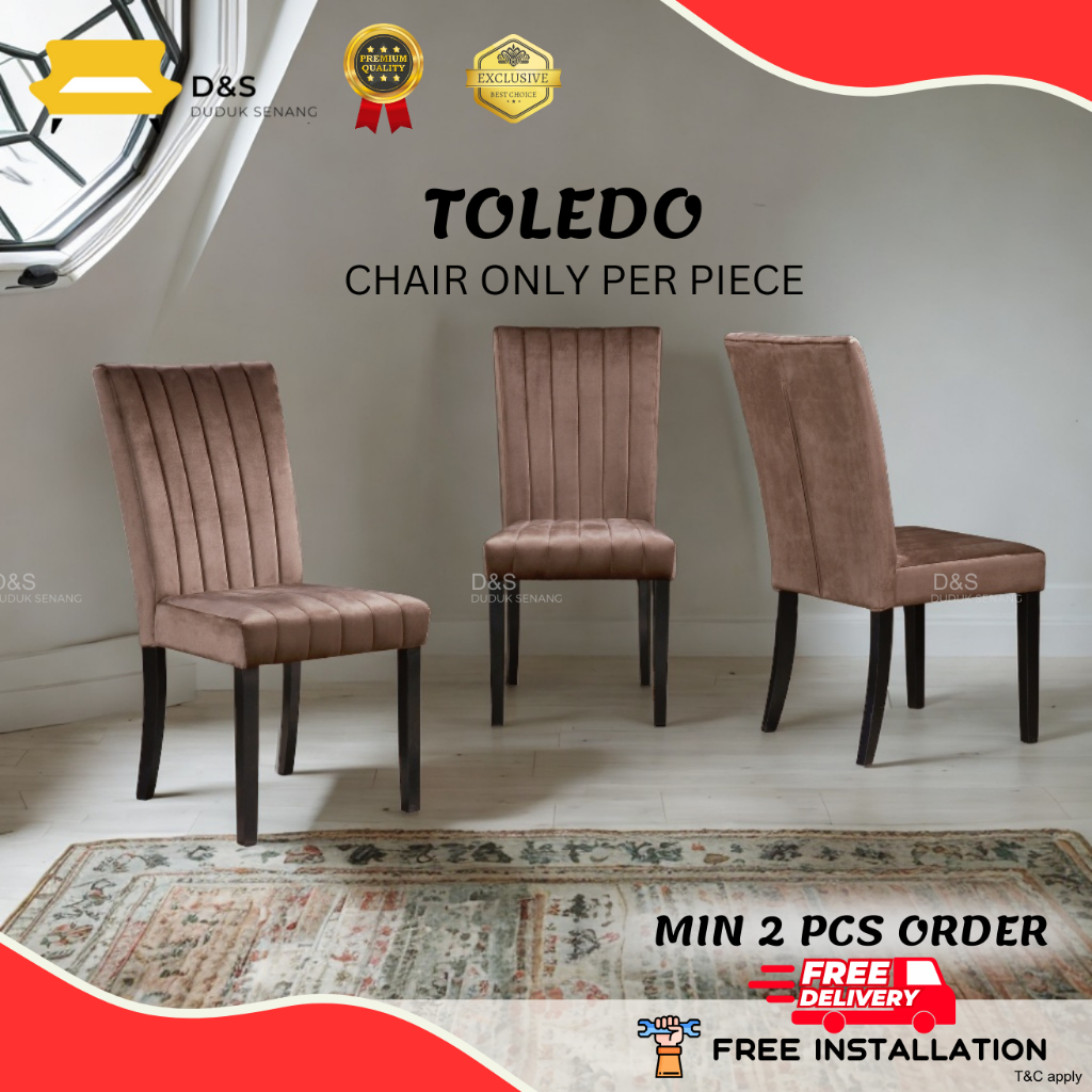 TOLEDO Brown Velvet Dining Chair Only (1PC) / Kerusi Makan Kain Velvet ...