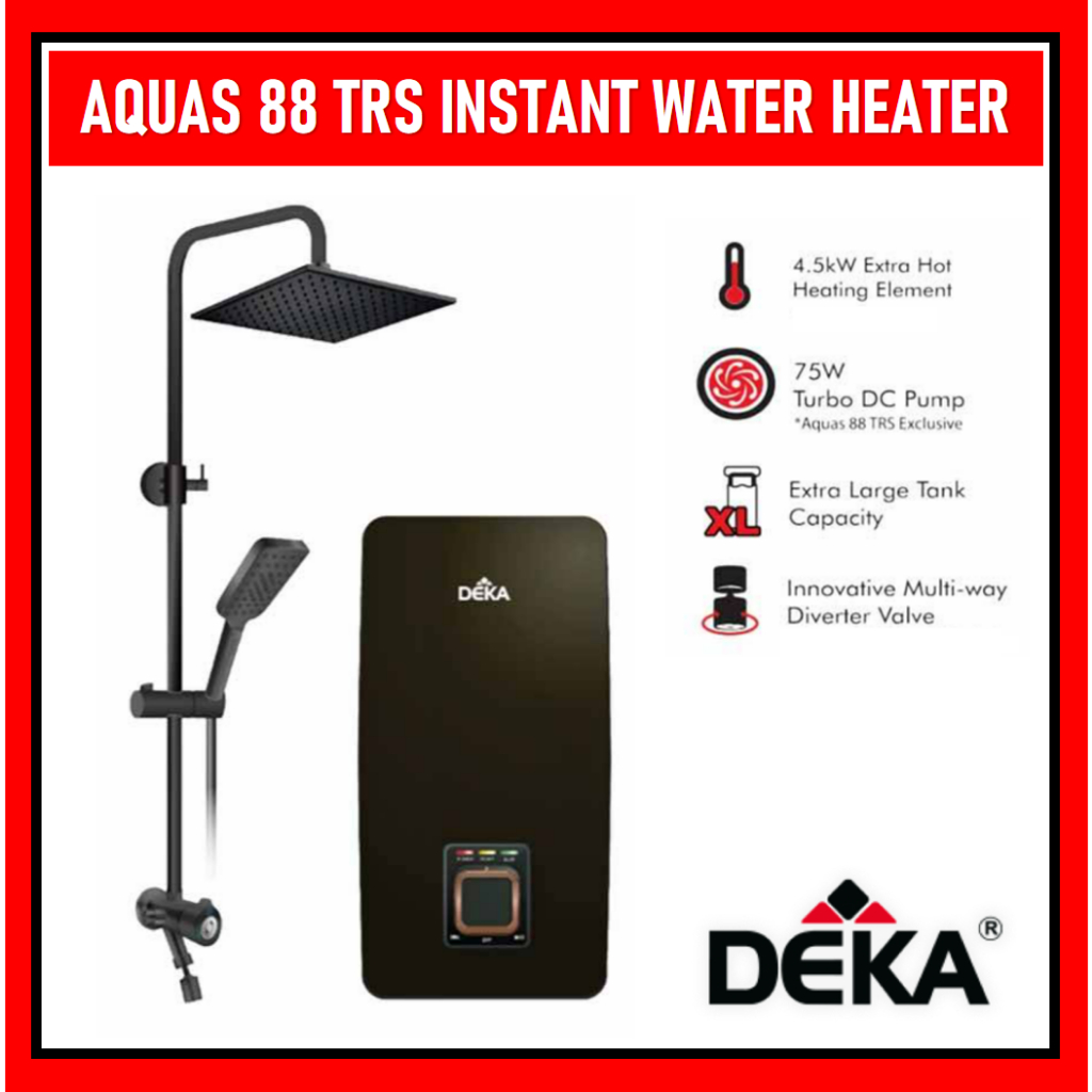 DEKA AQUAS SERIES 88TRS 4.5KW DC PUMP 3 WAY SHOWER INSTANT WATER HEATER ...