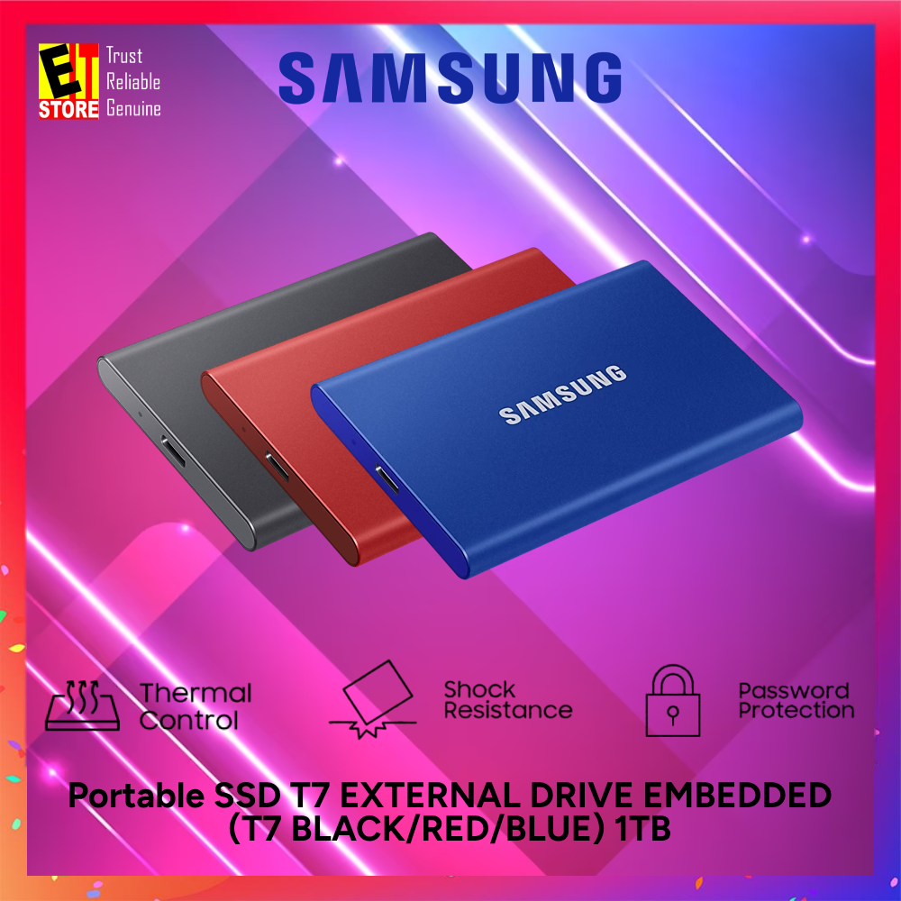 SAMSUNG PORTABLE T7 BASIC 1TB /2TB /4TB SSD EXTERNAL DRIVE EMBEDDED ...