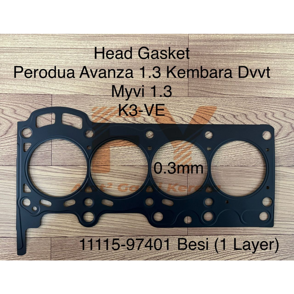 HEAD GASKET PERODUA KEMBARA DVVT MYVI 1.3 TYT AVANZA 1.3 (0.3MM) (K3-VE ...