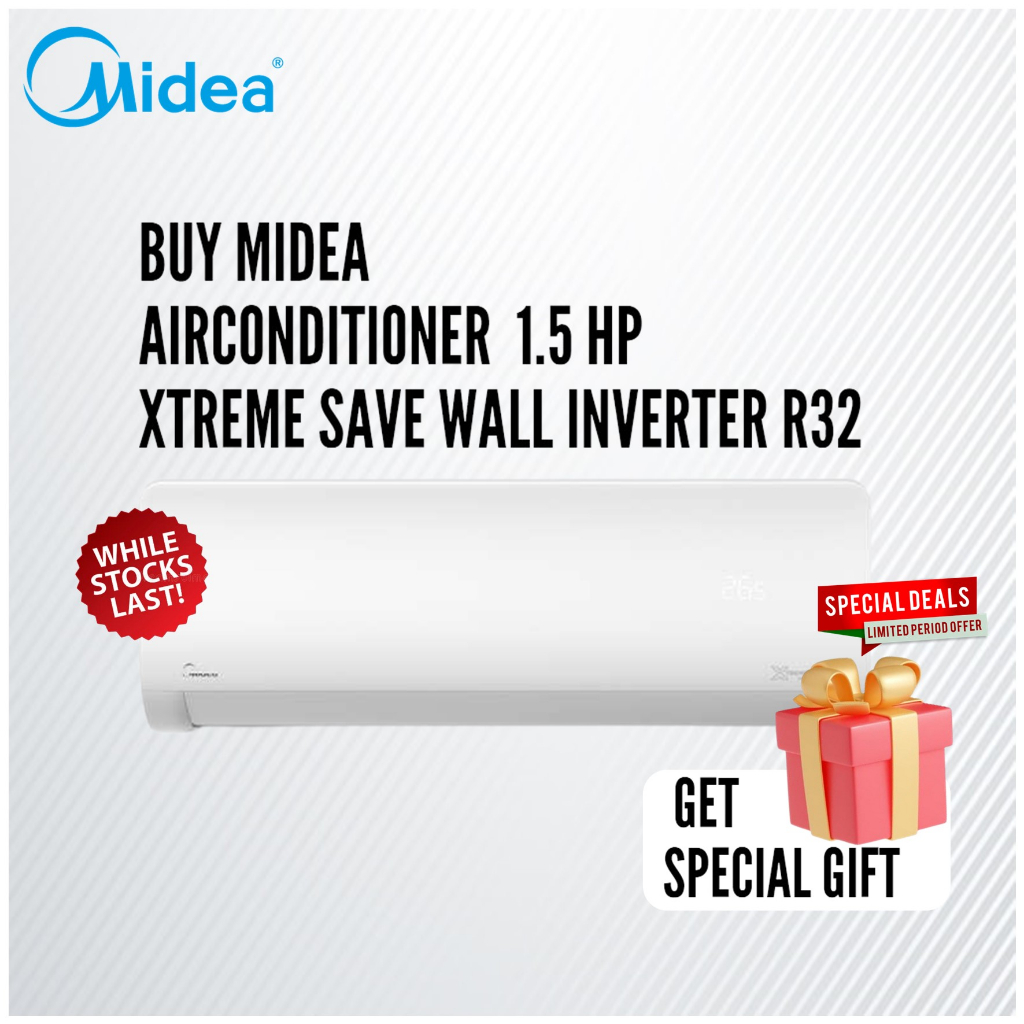 Midea MSXS-CRDN8 Air Conditioner XTreme Save Series 1.0HP 1.5HP R32 Wall Inverter with Ionizier ...