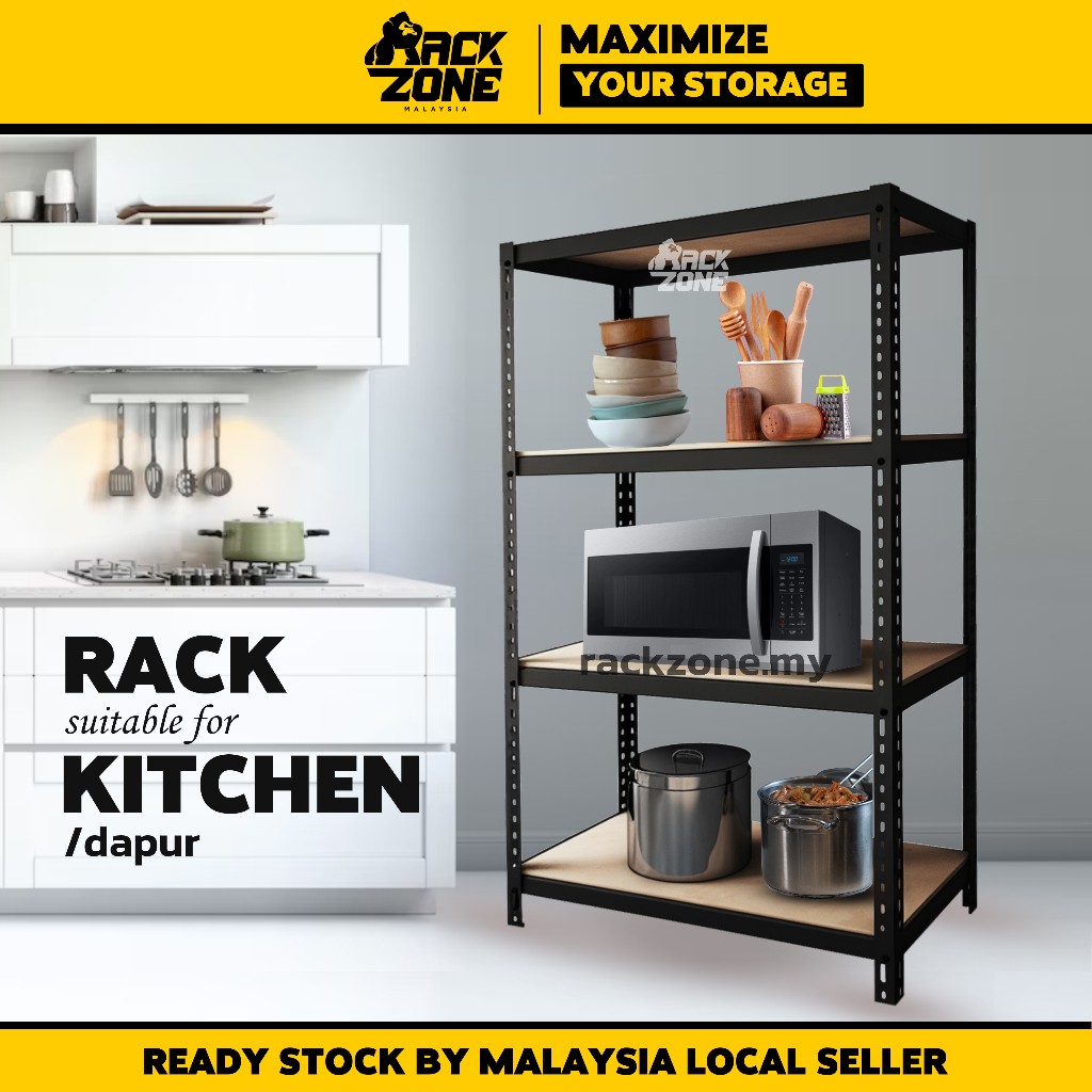 RACKZONE Home Rak Dapur Besi Bertingkat Serbaguna Boltless Rack Shelf ...