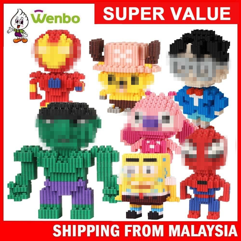 Wenbo Cartoon Characters Nano Block Micro Mini Block Cartoon Cute Hero Character Blocks ...