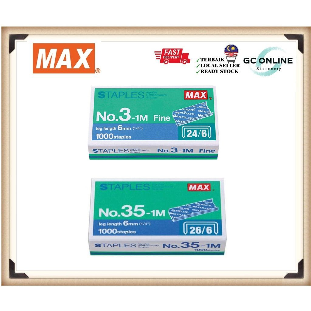 Max Staples No.3-1M / No.35-1M / Dawai Kokot / Ubat Staples (1000pcs) | Shopee Malaysia
