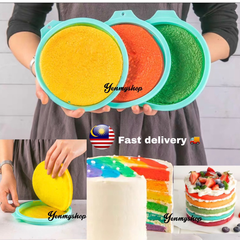 4pcs 4/6/8inch Kek Acuan Upgraded Heightened BPA Free Silicone Cake ...