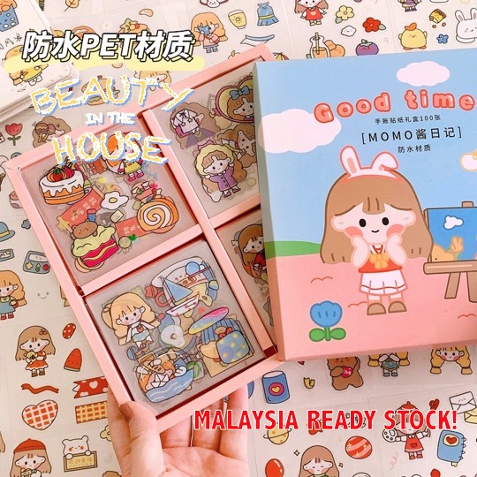 100pcs/Set Cute Cartoon Handbook Sticker stationery sticker momo ...
