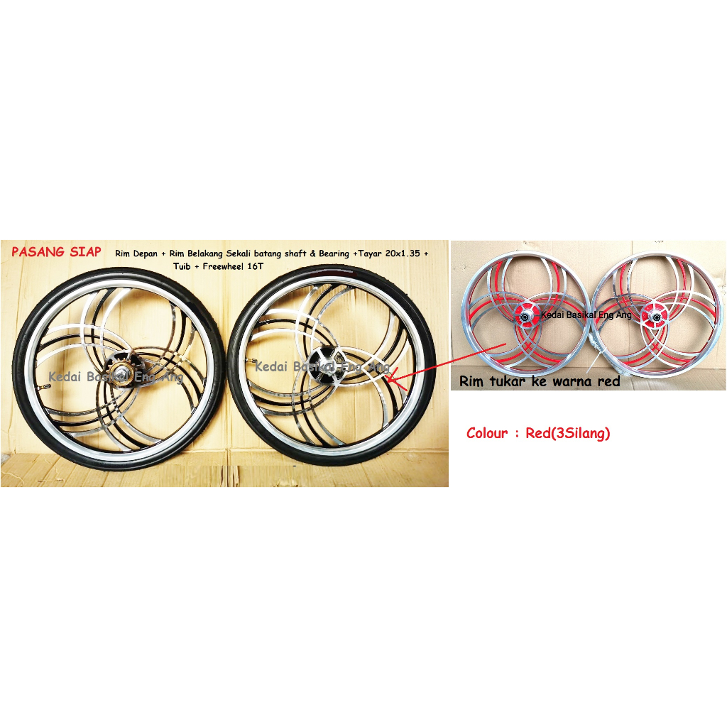 PASANG SIAP Roda basikal Sport Rim 3 batang silang baru , CANDY 3 ...