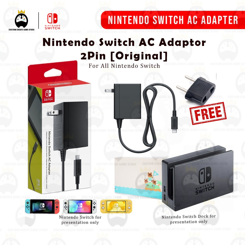 Nintendo Switch Original AC Adapter Charger 3PIN 2 PIN [SUPPORT TV DOCK ...