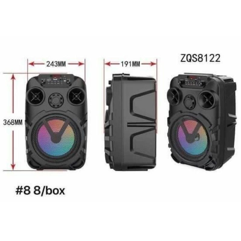 ZQS-8122 8 Inch Speaker Woofer with wireless microphone Extra Bass ...