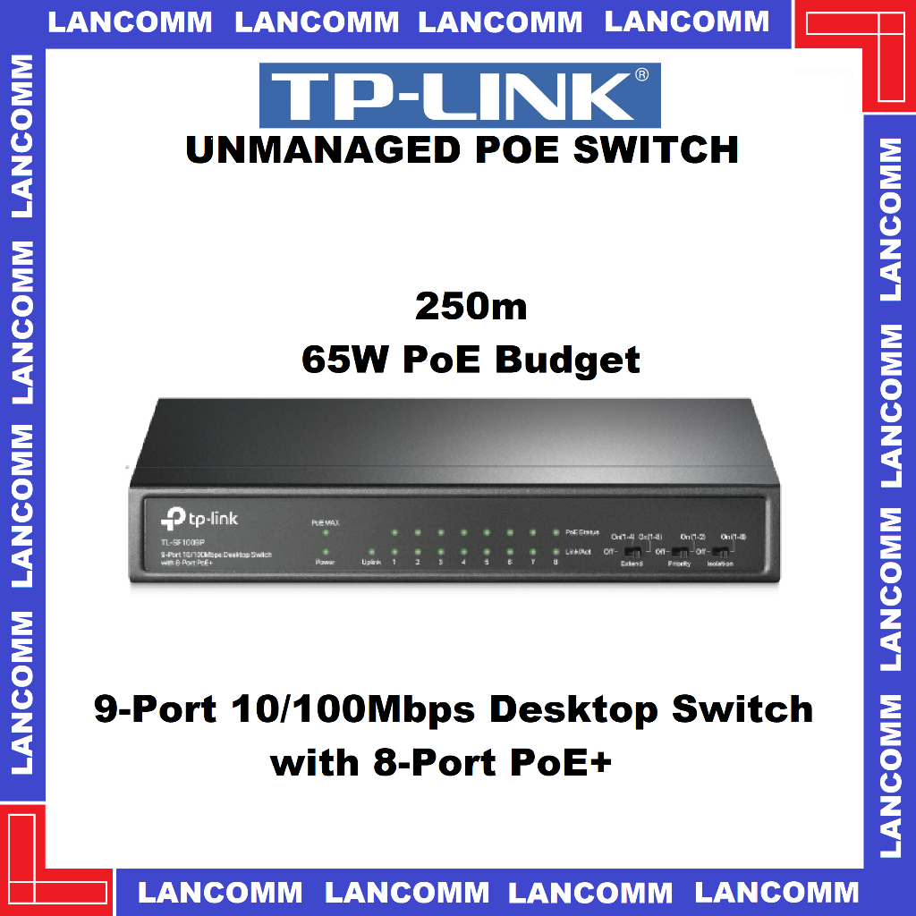 TP-LINK TL-SF1009P 9-Port 10/100Mbps Desktop Switch with 8-Port PoE+ | Shopee Malaysia
