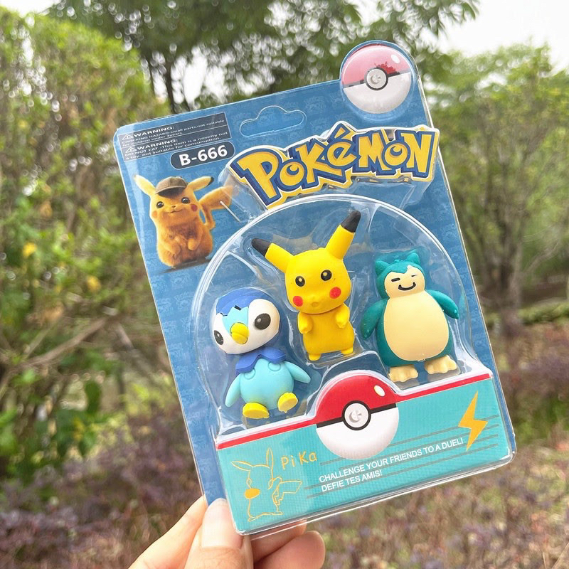 Cute Pokemon 3D Eraser Pikachu Snorlax Eevee Party Birthday Gift ...
