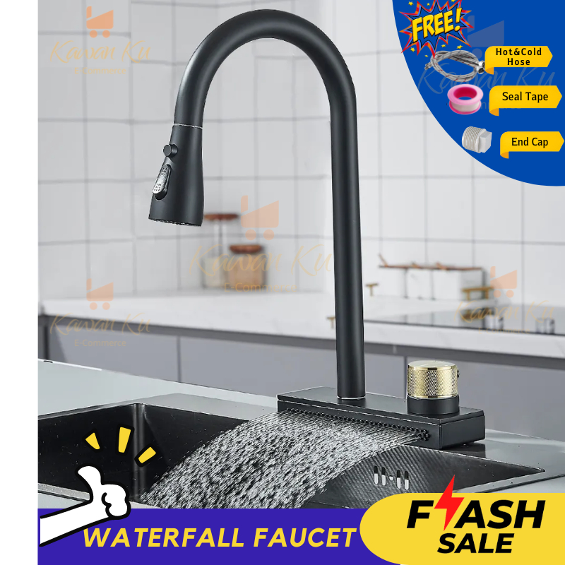 Kitchen Faucet Stainless Steel Waterfall Outlet Cold And Hot Single ...