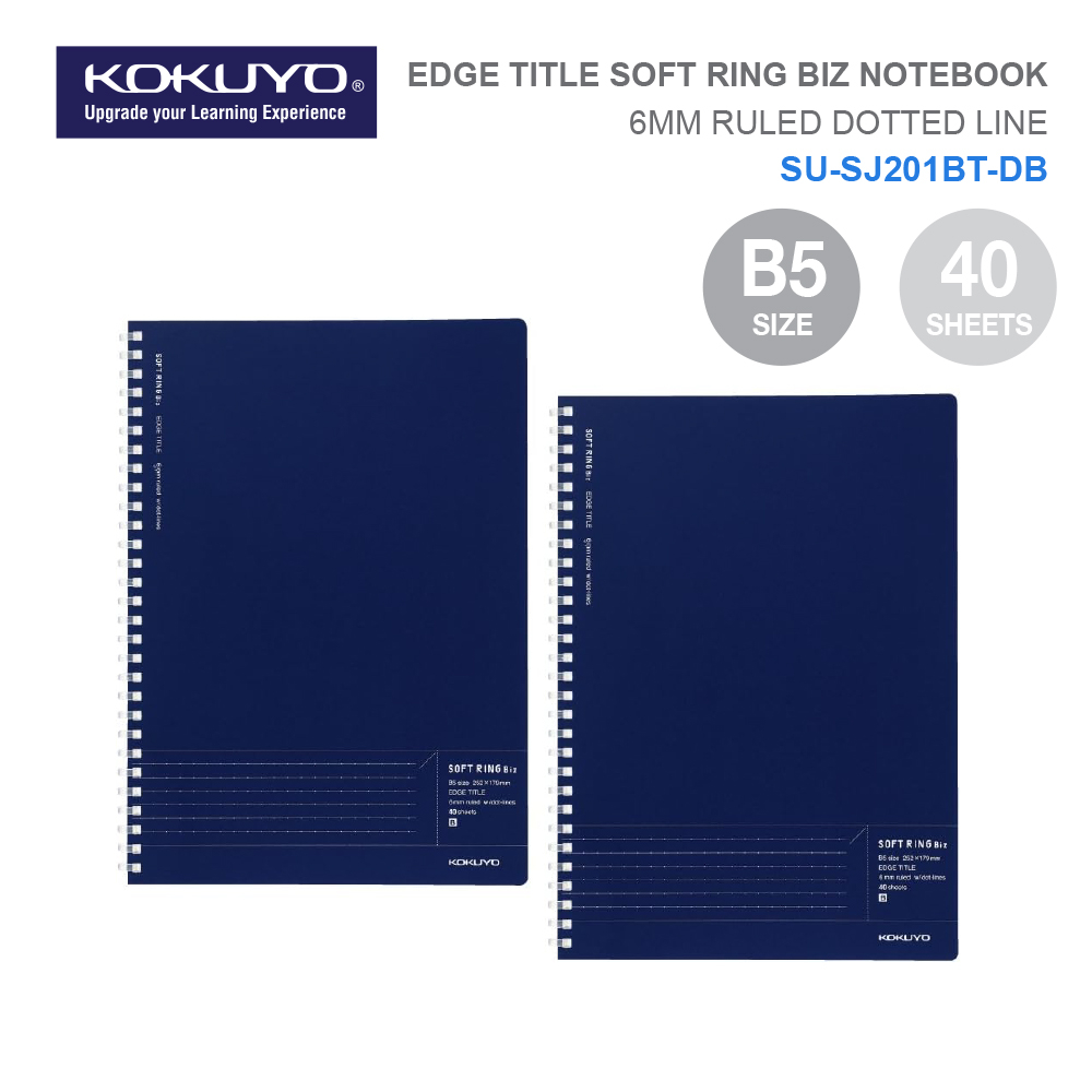 KOKUYO Edge Title Soft Ring BIZ Notebook A5 | B5 | 6mm Ruled Dotted Line SU-SJ231BT-DB/ SU ...