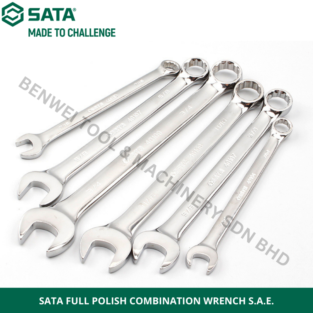 SATA FULL POLISH COMBINATION WRENCH S.A.E. / INCHES SIZE SPANNER ...