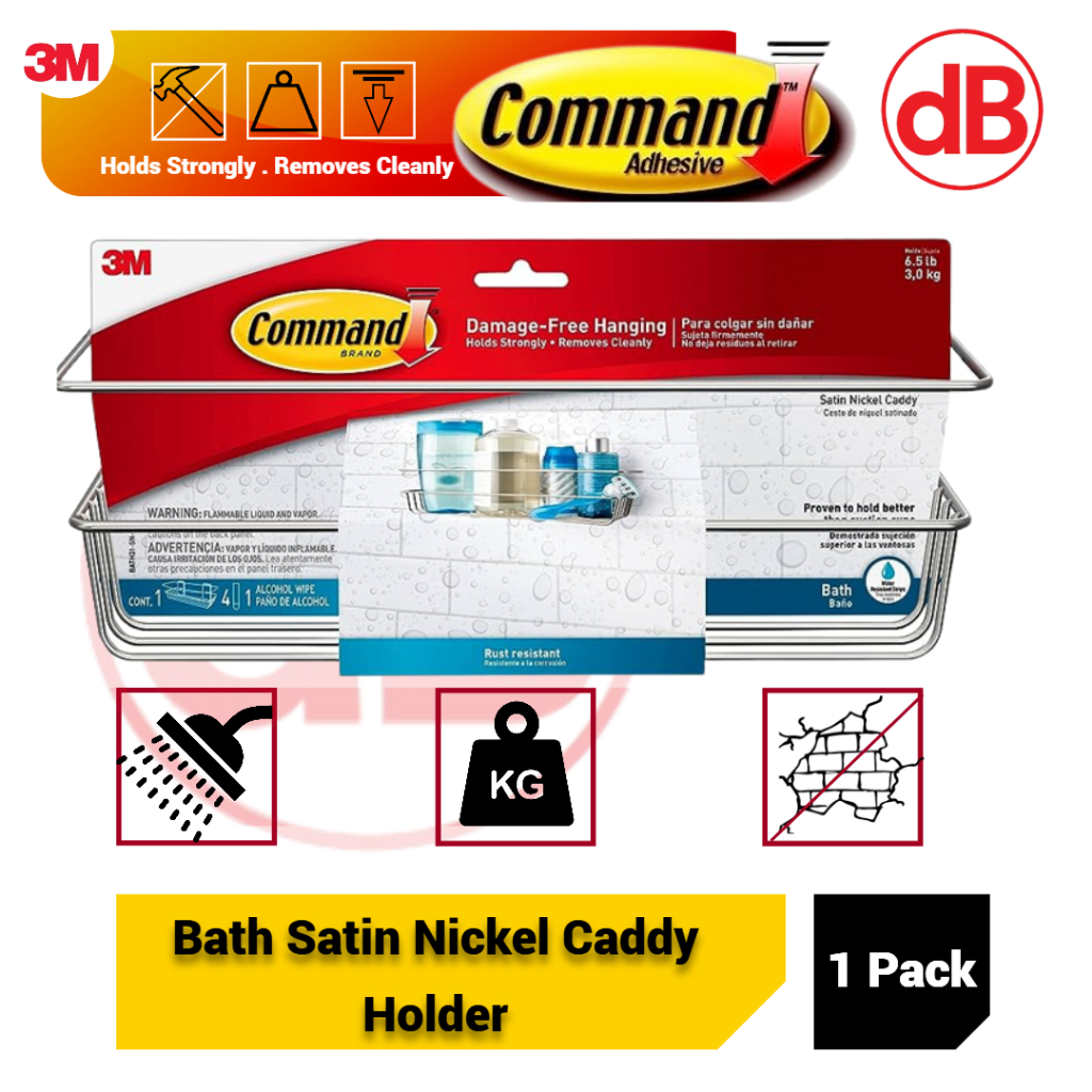 (Ready Stock) 3M Command Bath31-SN-ES Bath Satin Nickel Caddy Holder (Hold to 3.0kg) | Shopee ...