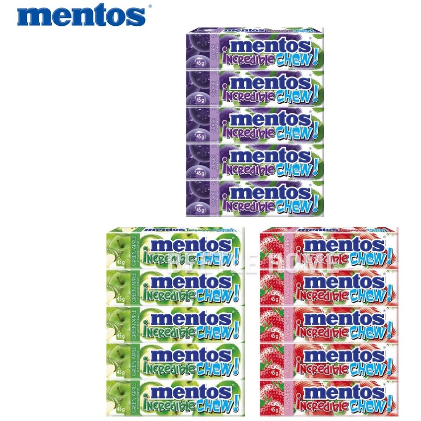 Mentos Incredible Chew 45g (1 Box - 20 sticks) Grape / Strawberry ...