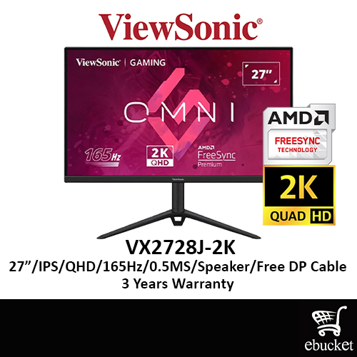 VIEWSONIC VX2728J-2K QHD VA GAMING LCD MONITOR (0.5MS, 165Hz, DP ...