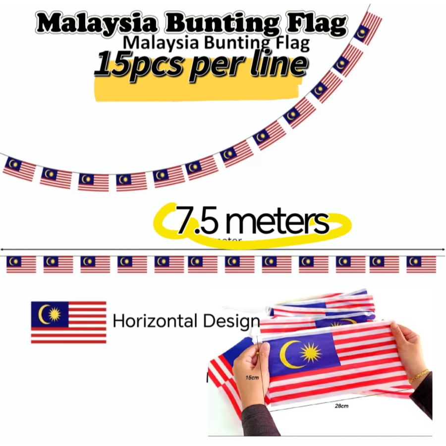 Bunting Flag Malaysia 15pcs per line /Banting Bendera Malaysia 15keping ...